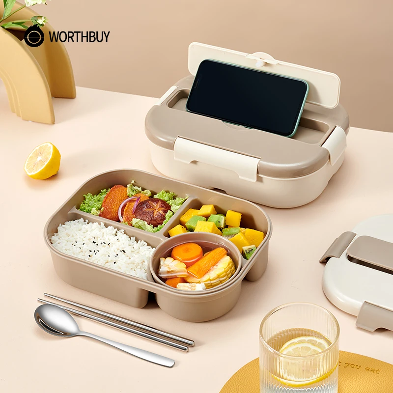 WORTHBUY Portable Bento Lunch Box With Compartment Microwave Plastic ...