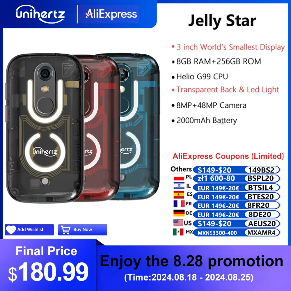 Unihertz-Jelly-Star-Mini-Smartphone-Android-13-8GB-256GB-Led-Light ...