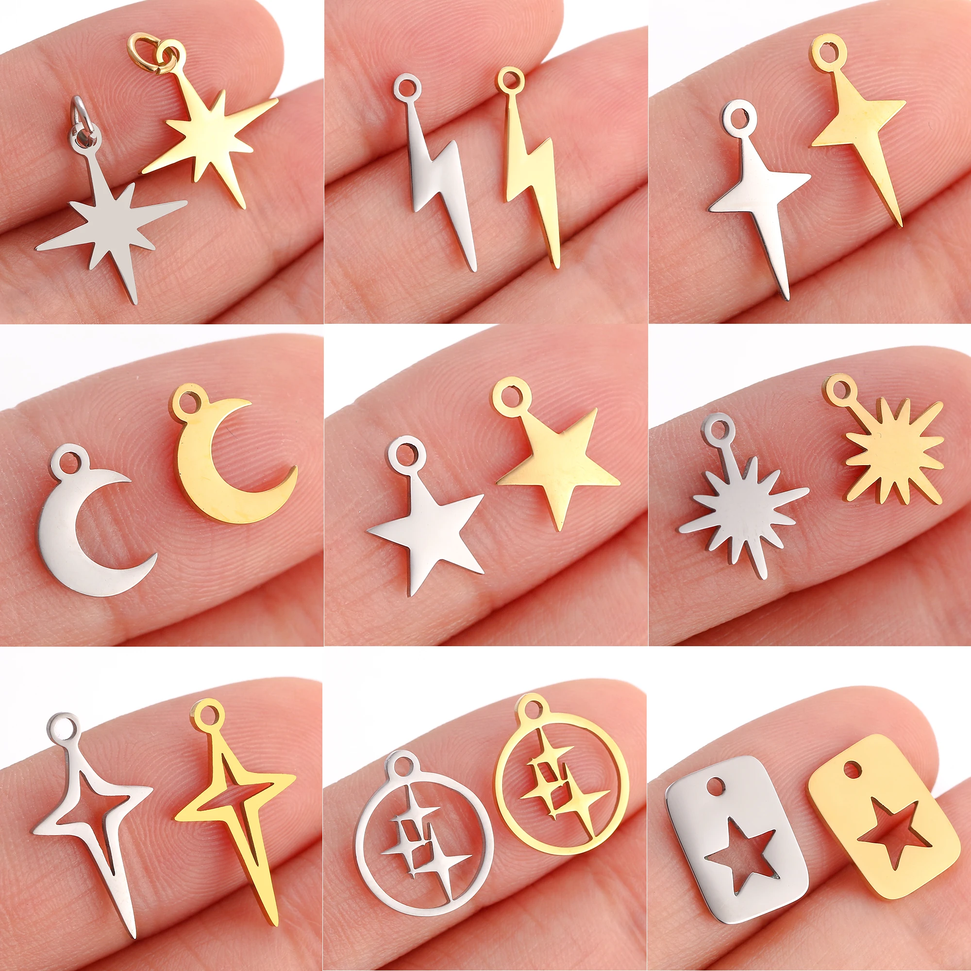 5PCS-Lot-Celestial-Mini-Star-Charms-Stainless-Steel-Pentagram-Astral ...