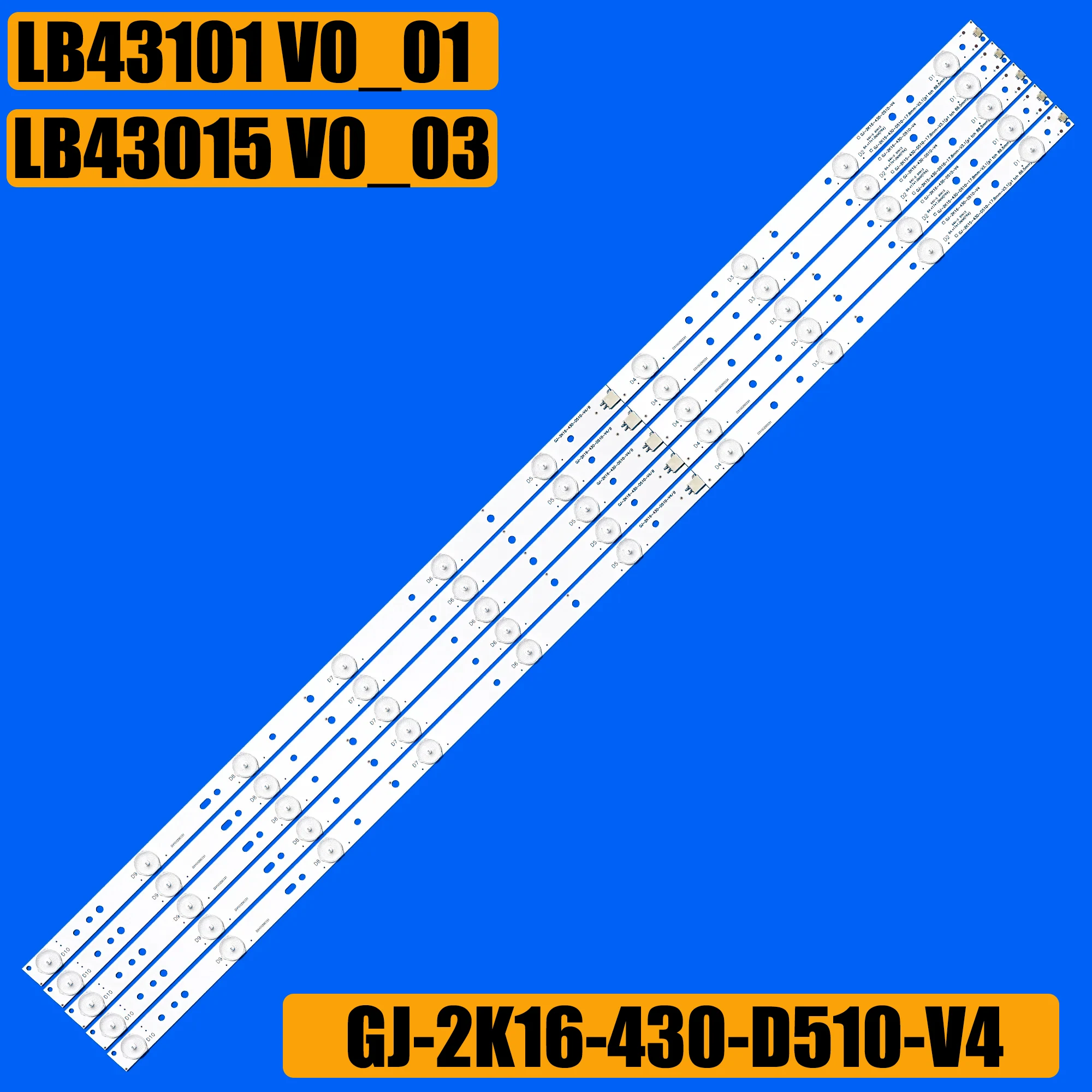 LED Backlight strip For 43"TV 43LH500T 43LH500 LB43015 V0-03 LB43101 V0 ...