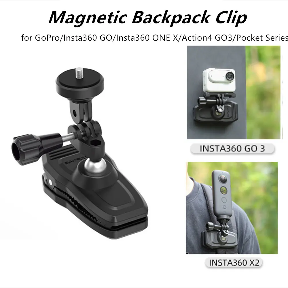 360-Rotation-Magnetic-Backpack-Clip-Clamp-Mount-for-GoPro-12-11 ...