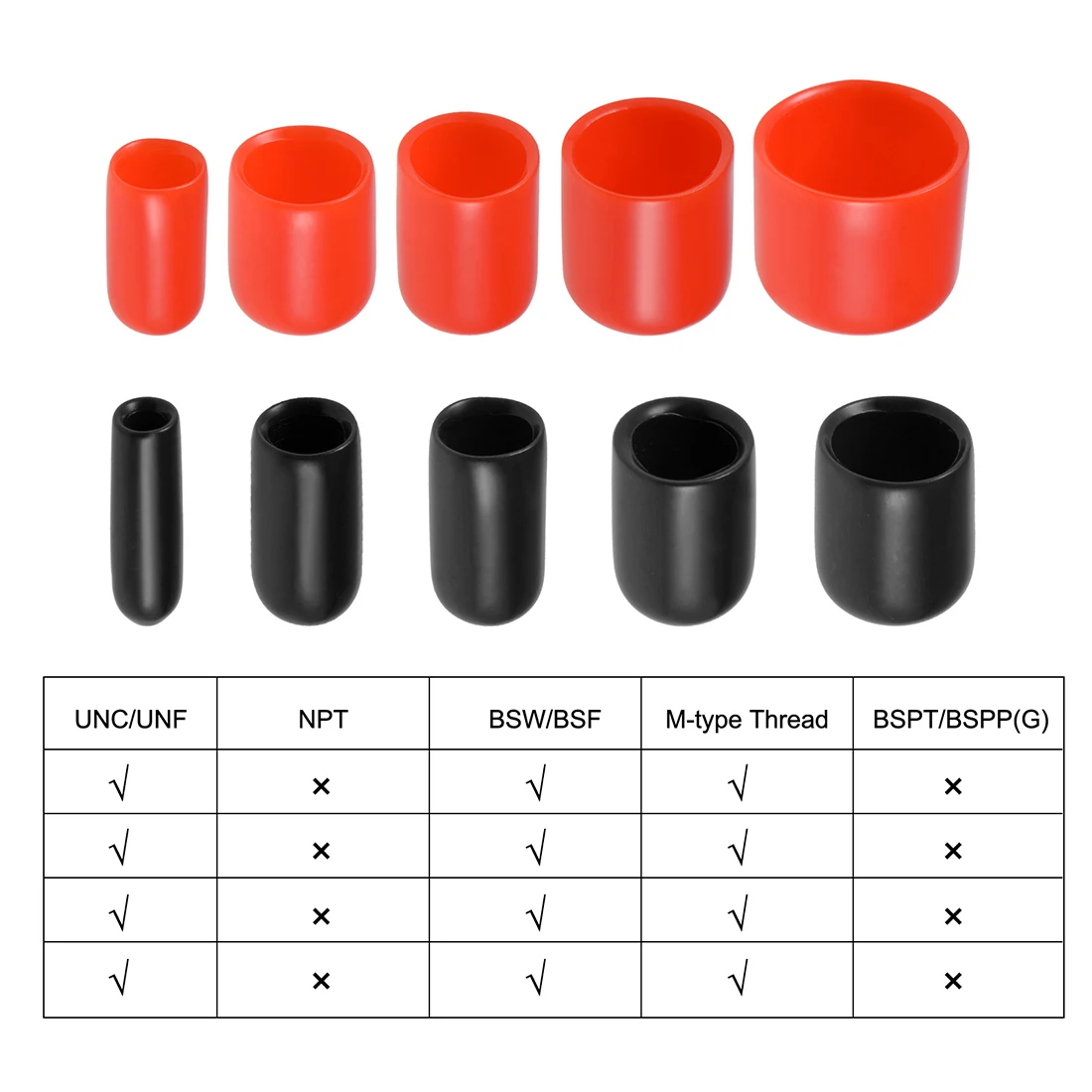 200pcs 8-10mm Id Rubber End Caps 15-20mm Height Vinyl Round Tube Bolt ...