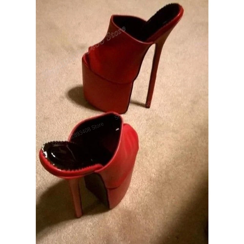 Pantoufles-Peep-Parker-en-cuir-rouge-pour-femmes-imperm-ables-enfiler ...