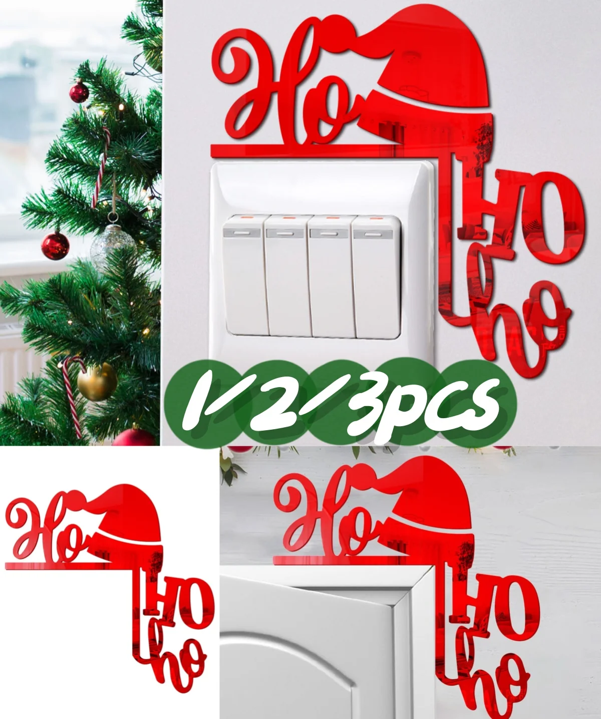 1-2-3-Uds-Navidad-3D-alces-trineo-acr-lico-espejo-pegatina ...