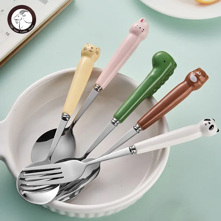 304-Stainless-Steel-Cartoon-Cute-Pet-Cutlery-Spoon-Fork-Cute-Dinosaur ...