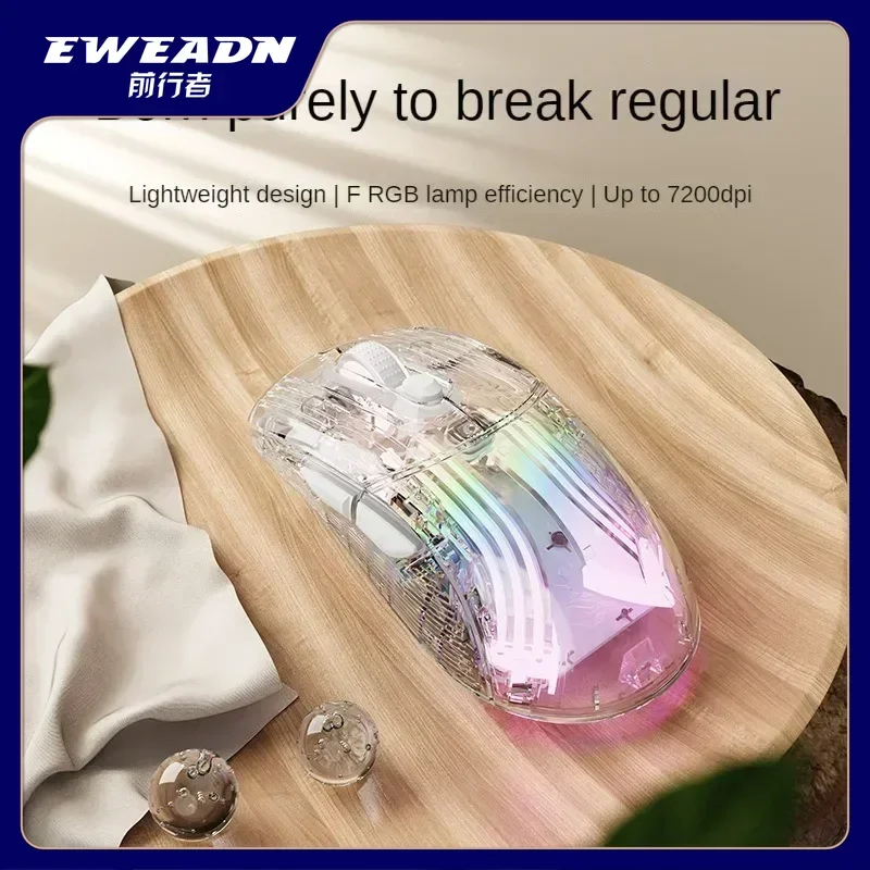EWEADN-Q8-Transparent-Wireless-Bluetooth-Mouse-Three-Mode-Silent-RGB ...