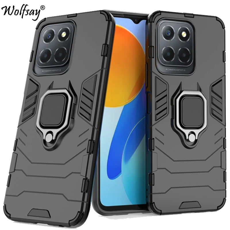 For Honor X6 Case Bumper Anti-knock Armor Magnetic Suction Stand Full ...