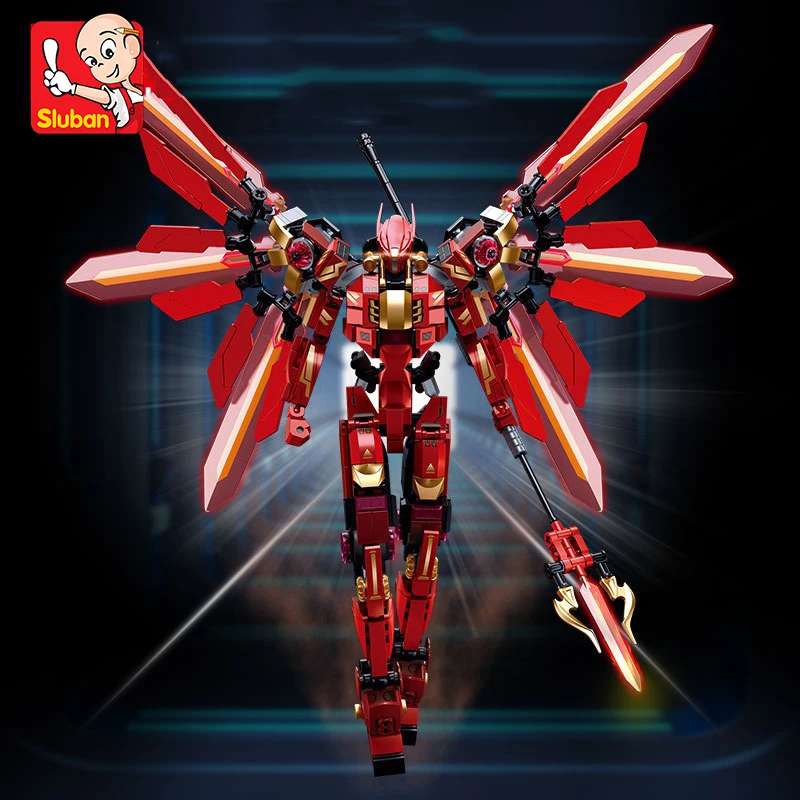 511pcs-Sluban-Red-Halberd-Warrior-Robot-Building-Blocks-Toys-Battle ...
