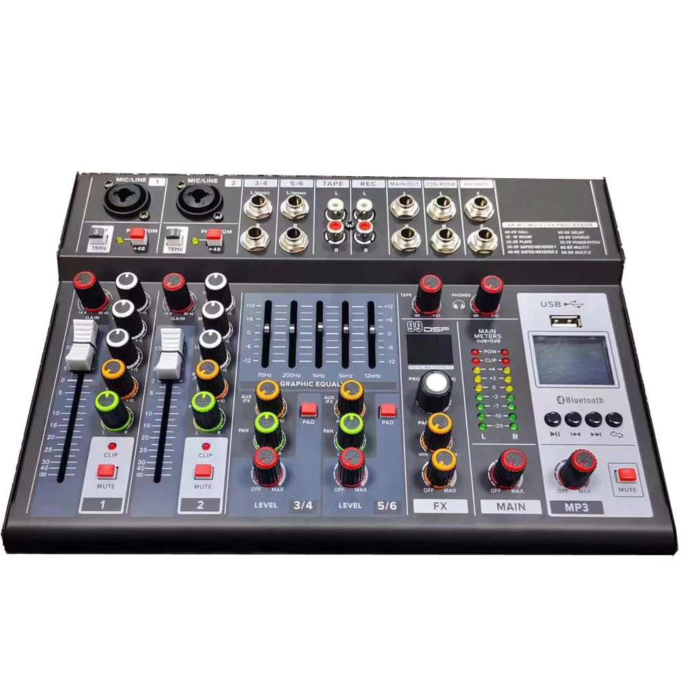 6-channel-professional-pure-audio-mixer-EQ-99DSP-effects-USB-BT-home ...