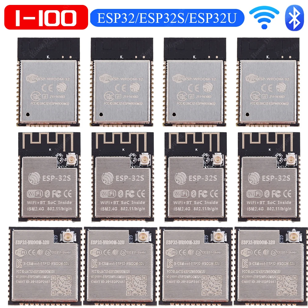 1-100PCS ESP32-WROOM-32 ESP32U ESP-32S 2CPU 150 Mbps Dual Core WiFi BT ...