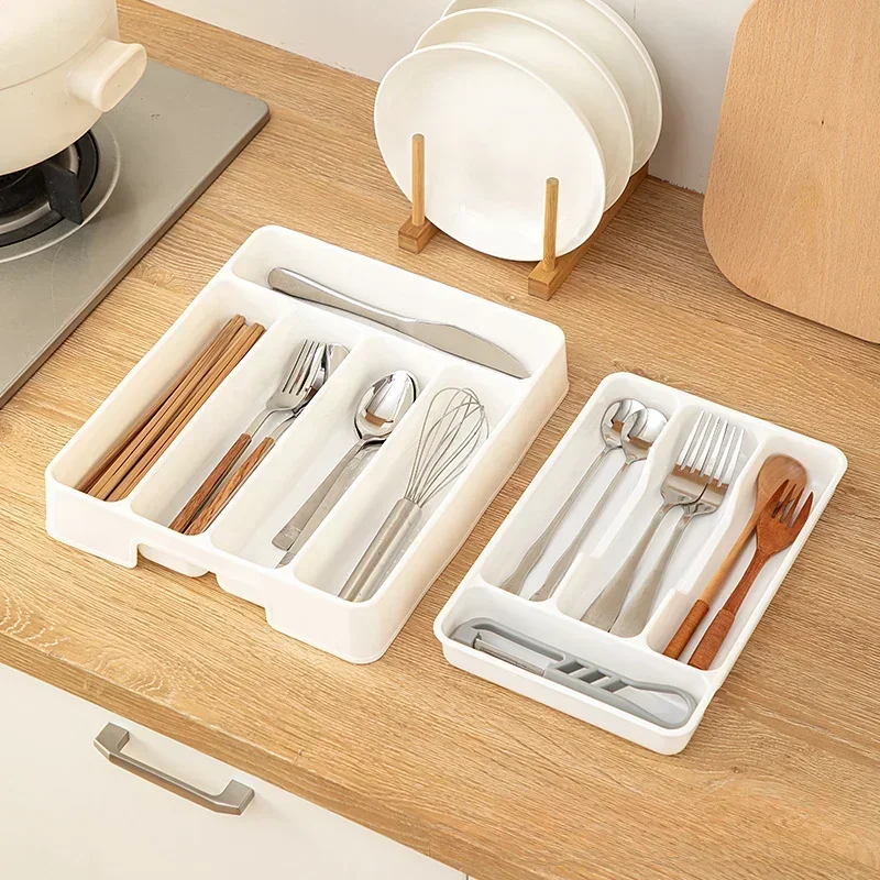 4/5 Compartments Cutlery Organizer Daily Drawer Divider Tray Rectangle ...