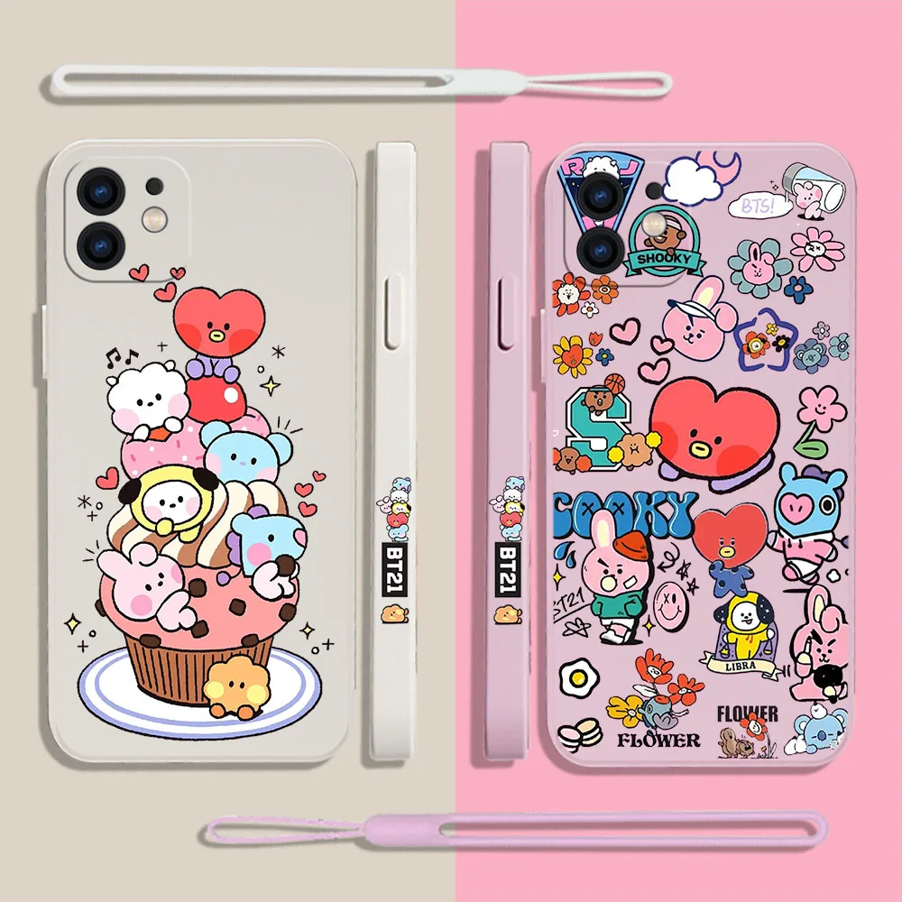 B-bt21 Phone Case For Iphone 14 13 12 11 Pro Max Mini X Xr Xs Max Se20 ...