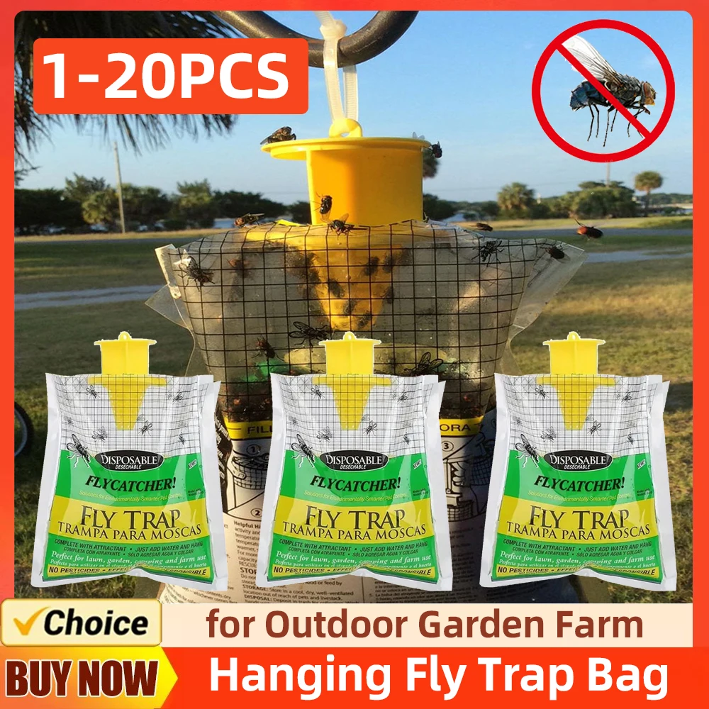Hanging-Flies-Trap-with-Fly-Bait-Disposable-Mosquito-Trap-Catcher-Non ...