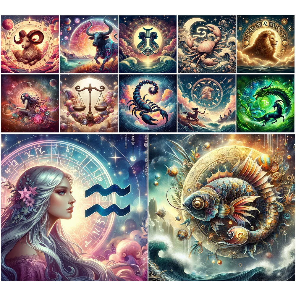 5D-DIY-Full-Round-Drill-Diamond-Painting-Twelve-Constellations-Kit ...