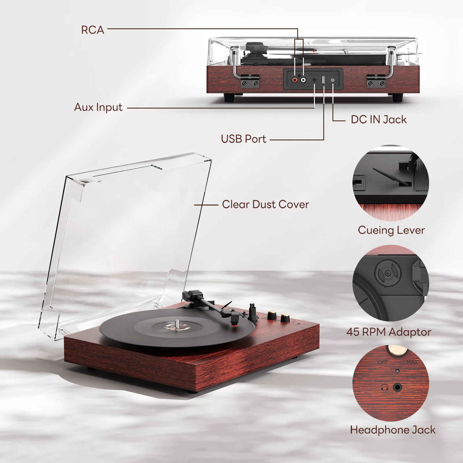 Retro Suitcase Turntable With Bluetooth R609 Vinyl Record Player Bluetooth Vintage 3-Speed ...