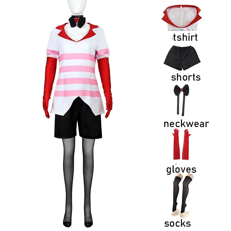 Angel Dust Cosplay Costume include Gloves Socks Neckwear Women Girls AD ...