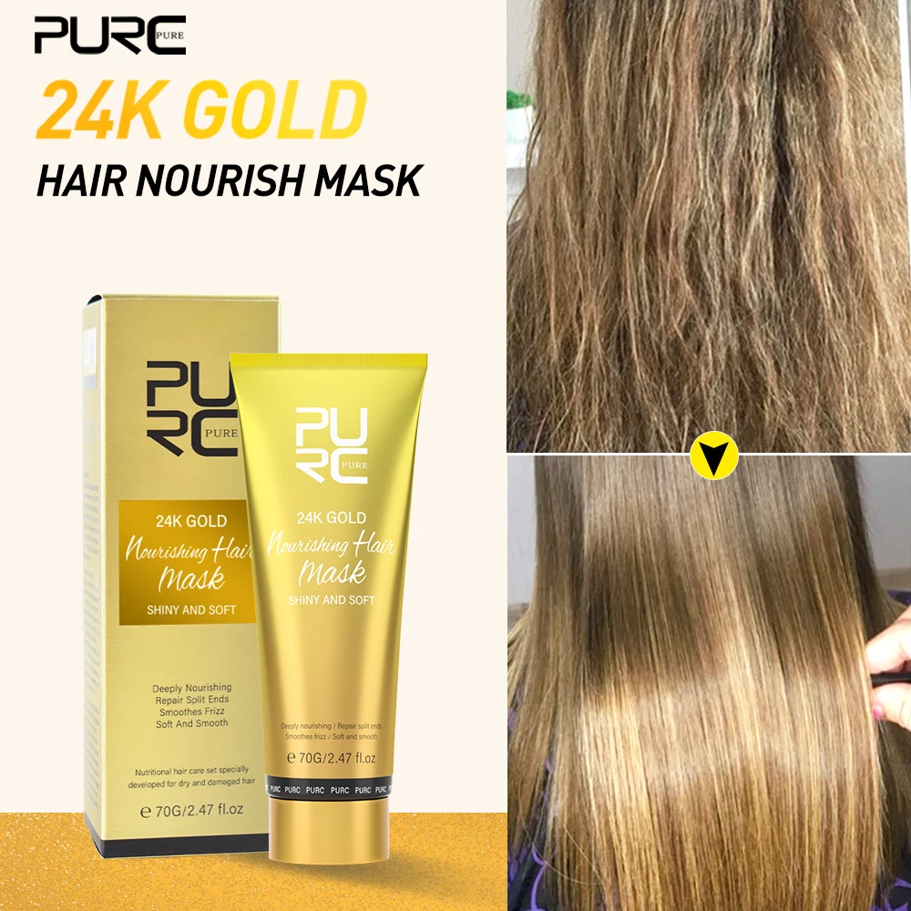 PURC 24K Gold Hair Mask Nourishing Hair Care Cream Repair Damaged Frizz ...