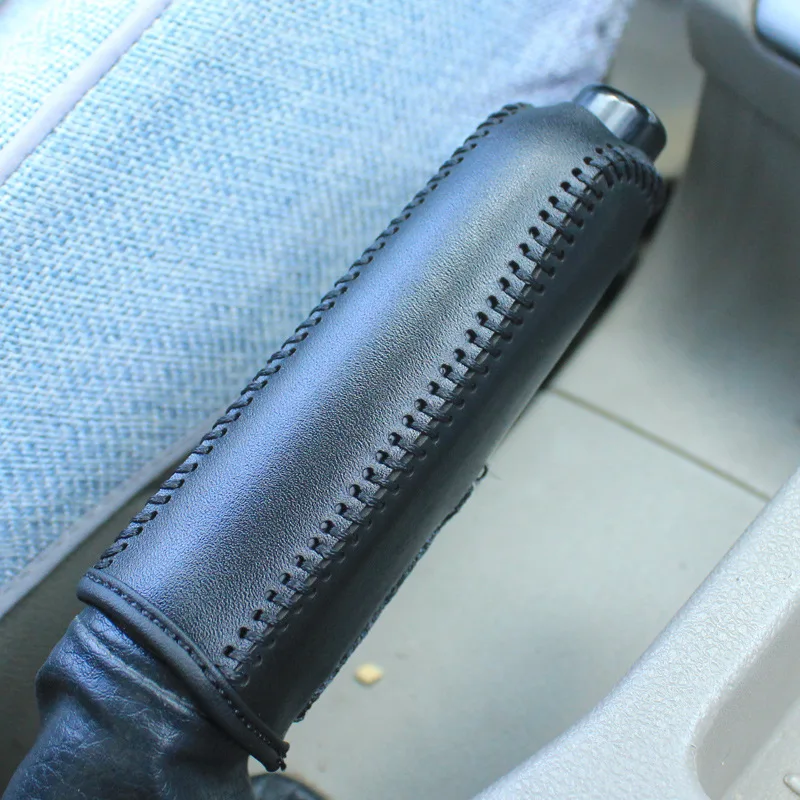 Carbon-Fiber-Car-Leather-Handbrake-Cover-Protective-Sleeve-Hand-Brake ...