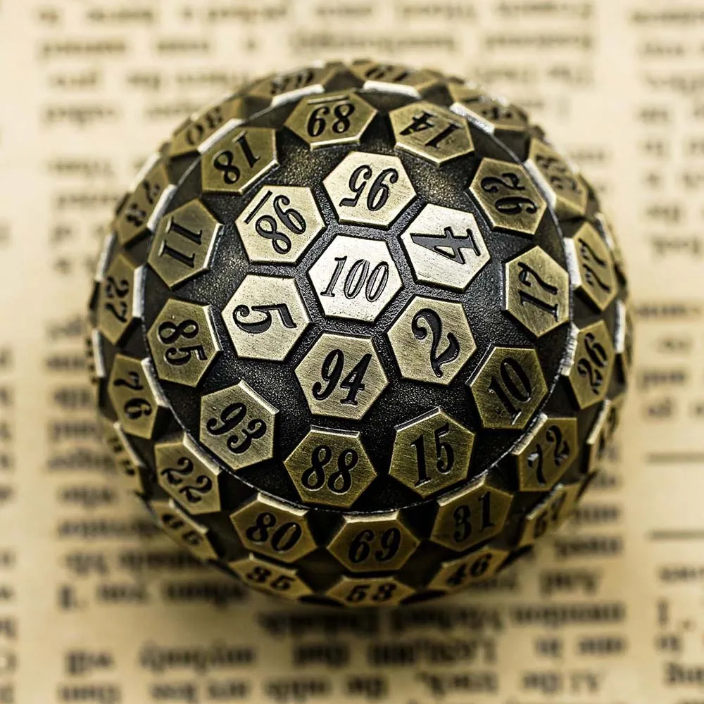 Cusdie 100 Sided Dice 1Pc Giant Ancient Metal Dice D100 Polyhedral Dice ...