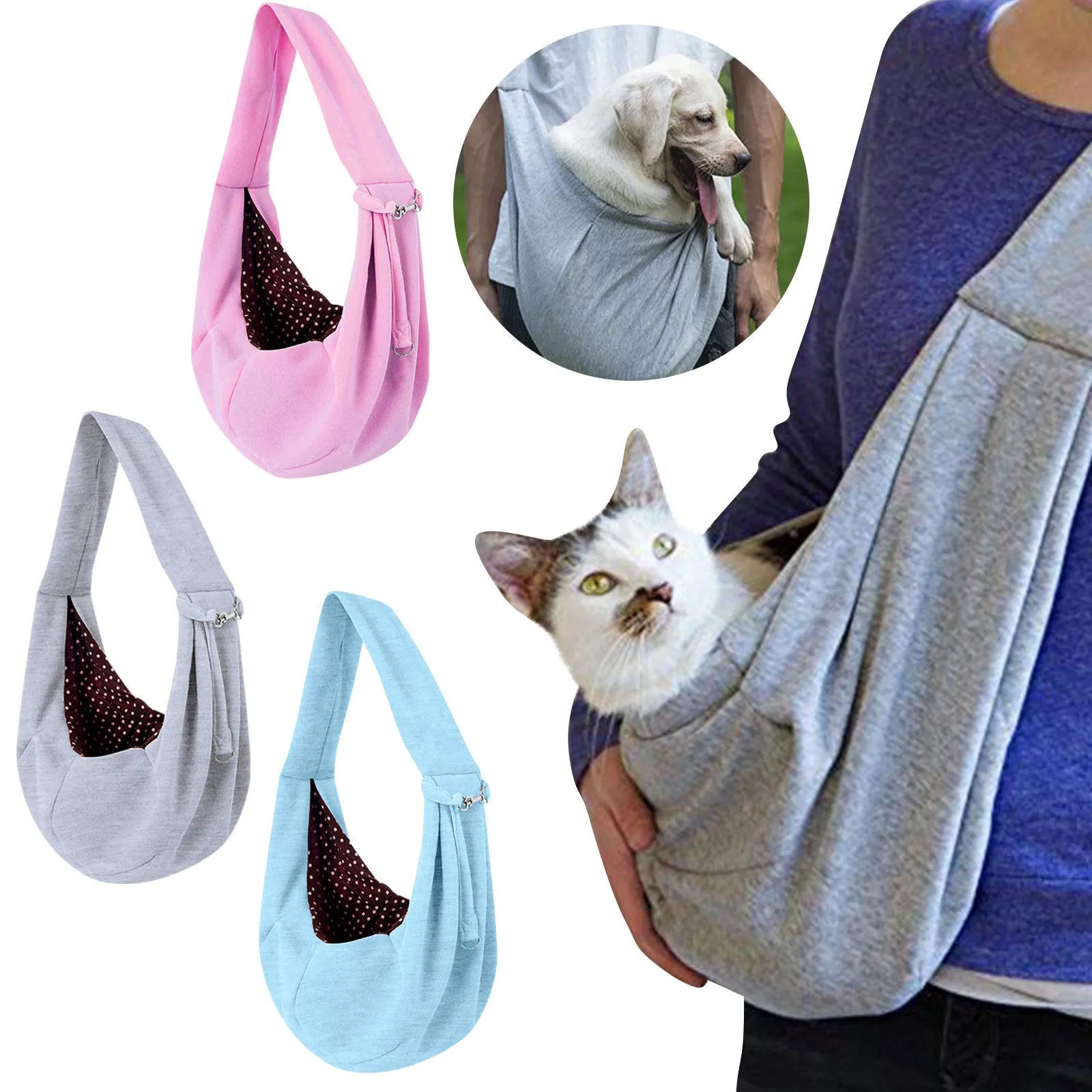 Pet-Dog-Sling-Carrier-Mesh-Hand-Free-Adjustable-Dog-Satchel-Carrier-Bag ...