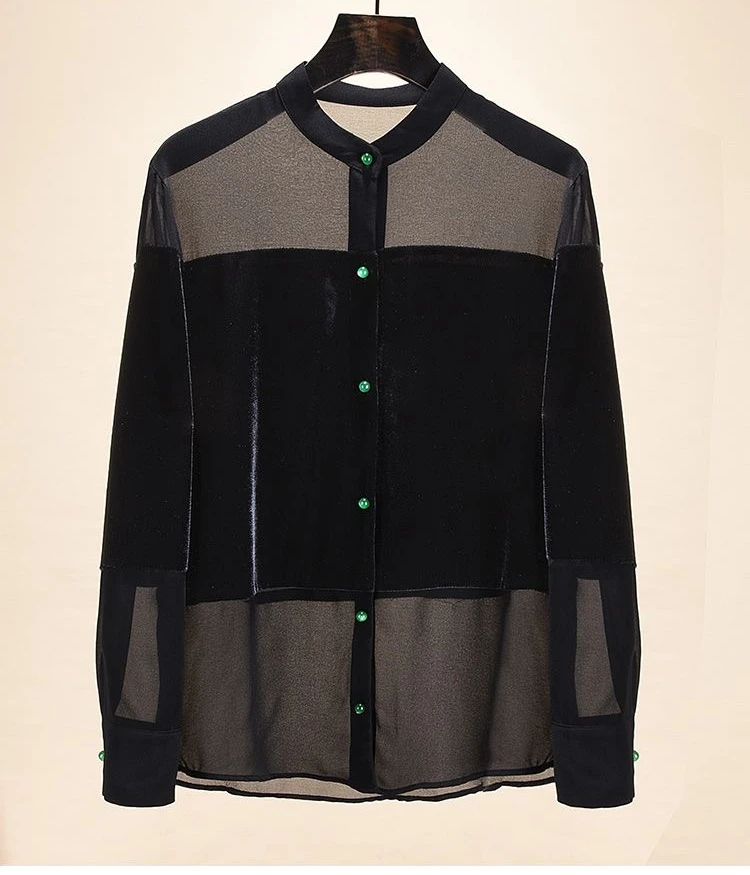 Transparent-Shirts-Women-See-Through-Black-Shirts-Fashion-Black-Velour ...
