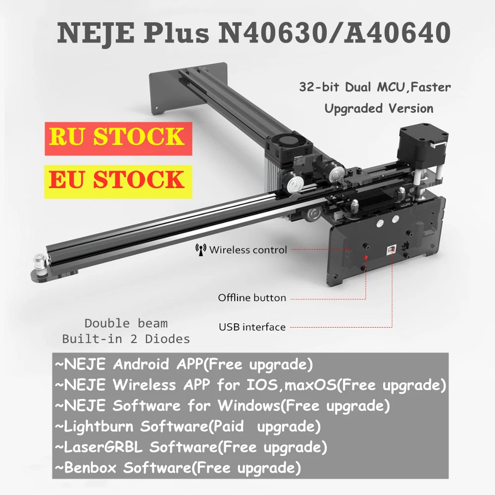 Neje 3 Plus N40630/a40640 80w Cnc Laser Cutting Machine Wood Engraver ...