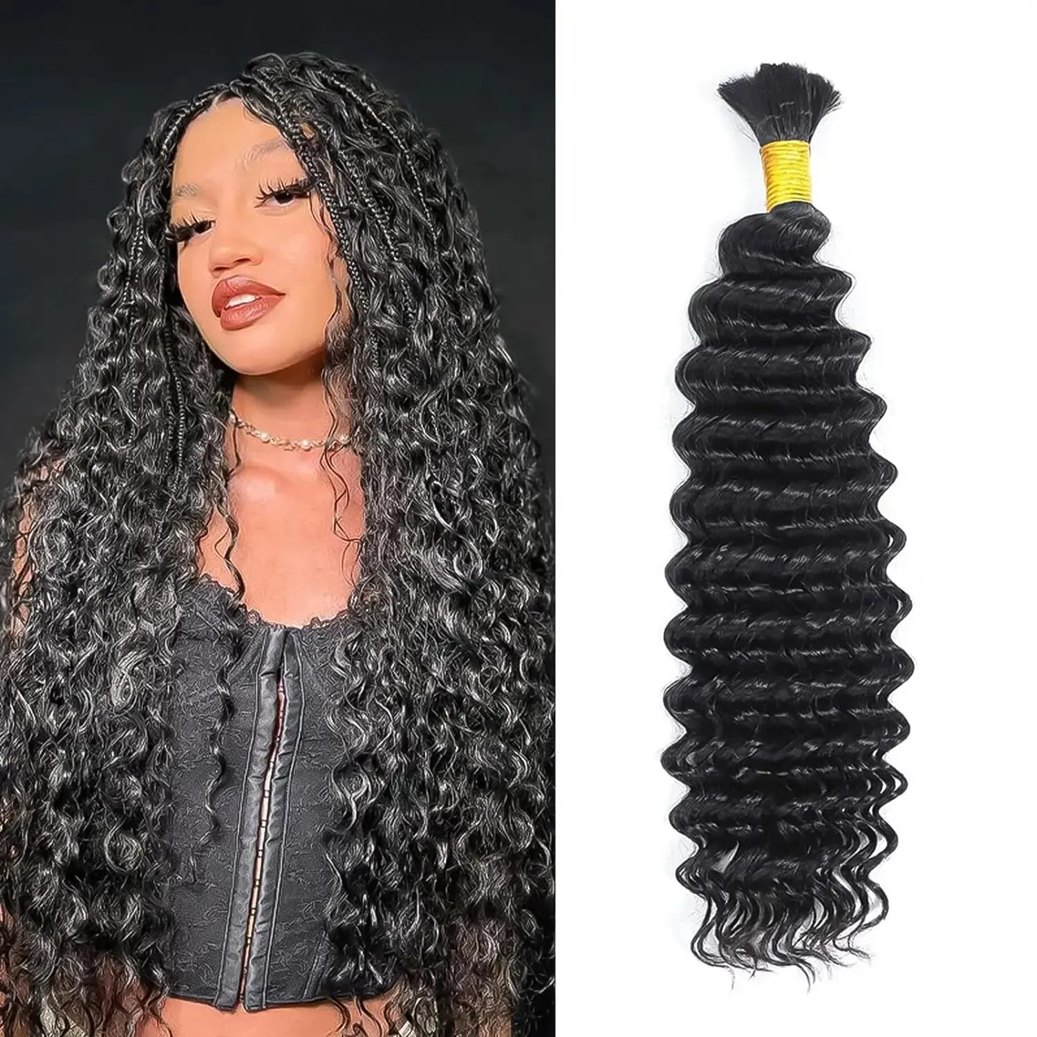 Deep-Wave-Bulk-Hair-for-Braiding-100g-No-Weft-Micro-Faux-Braiding-Hair ...