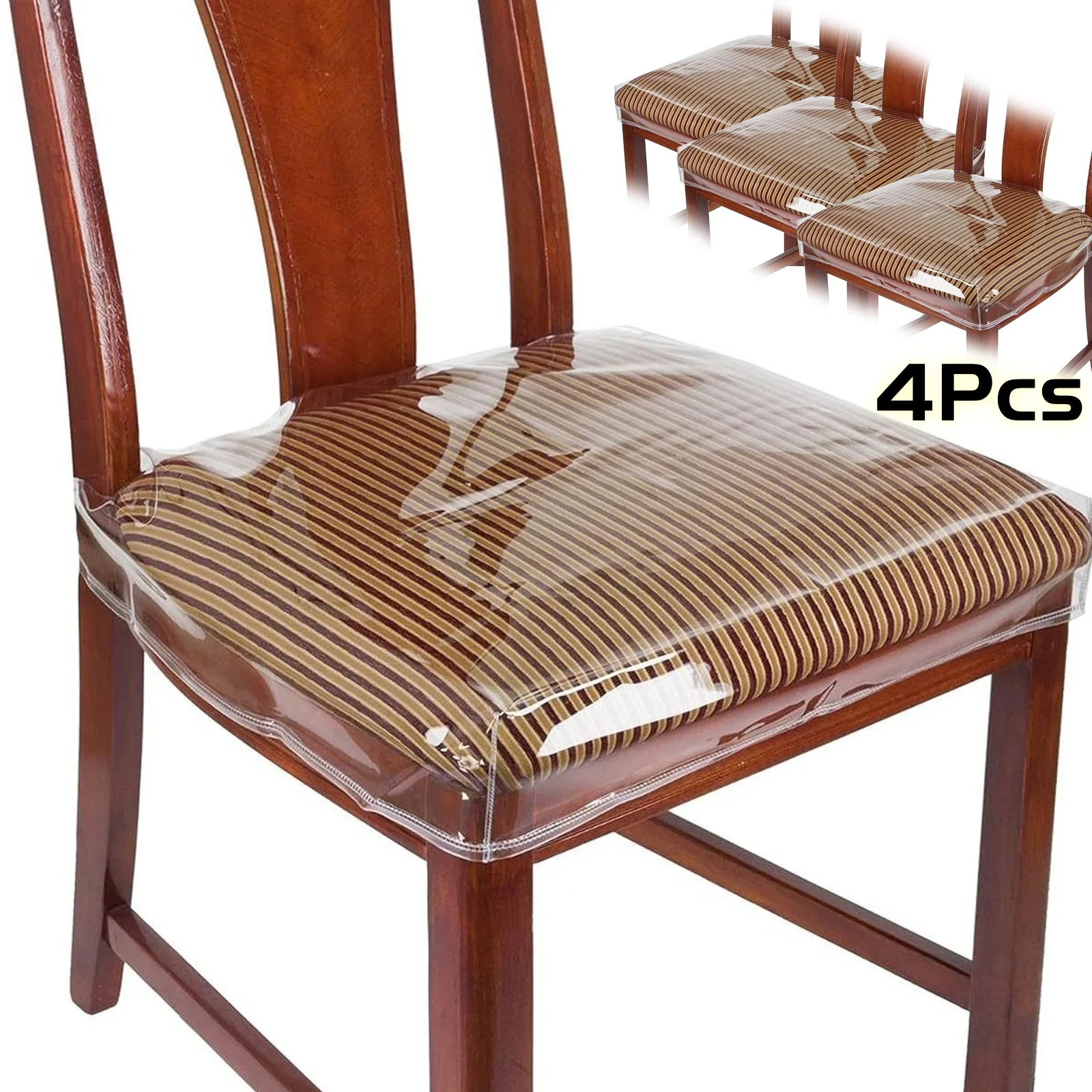 4Pcs-Transparent-PVC-Dinning-Chair-Covers-Protectors-Waterproof-Chair ...