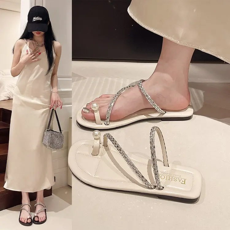 Flat-Shoes-Female-Woman-s-Slippers-Luxury-Slides-String-Bead-Rubber ...