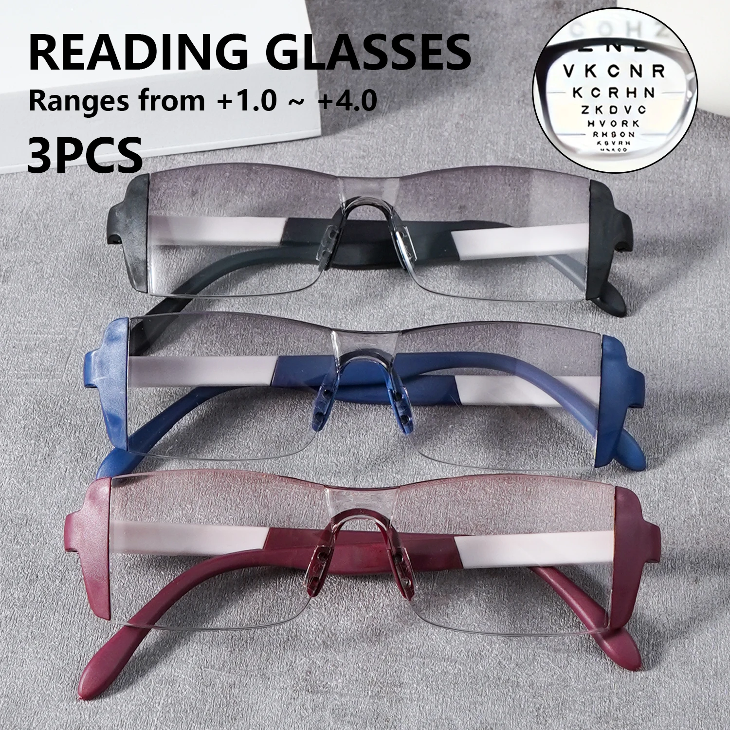 3pcs Ultra Light Reading Glasses Anti Blue Light Bifocal Glasses ...
