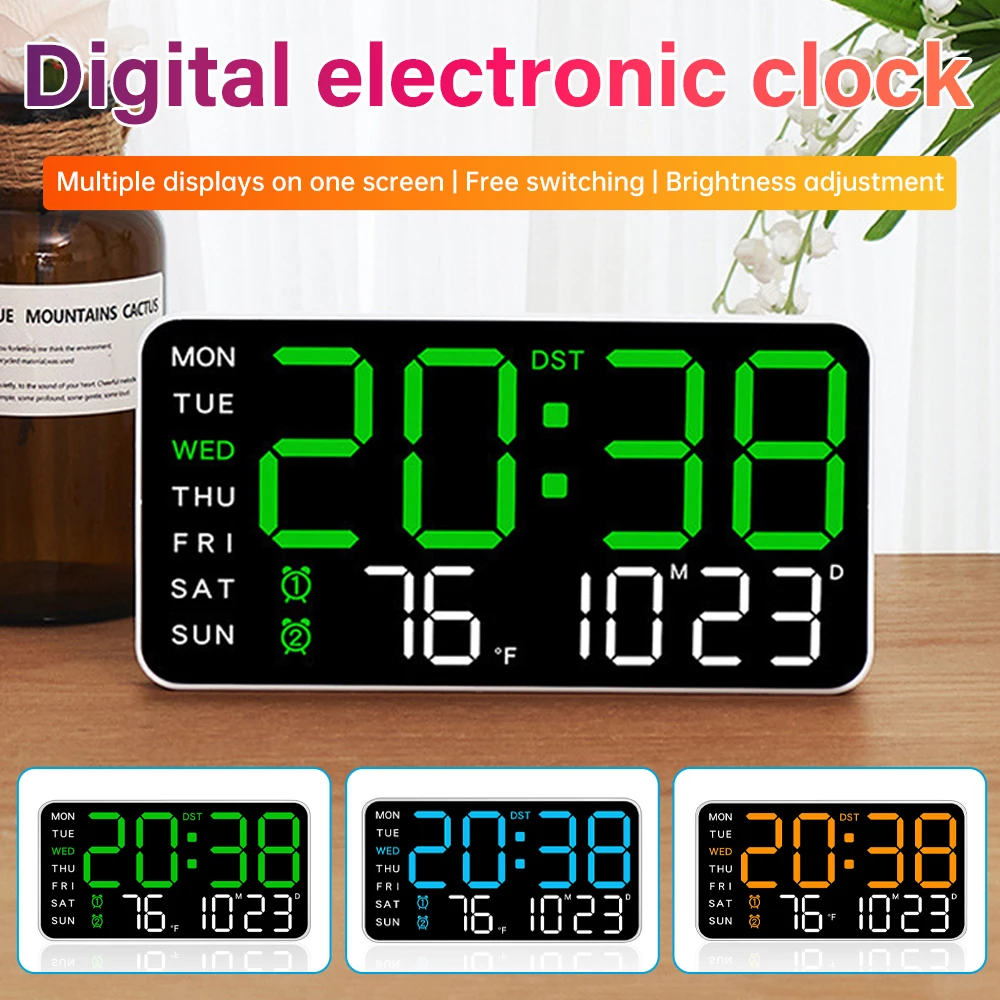 Large-Digital-Wall-Clock-Temp-Date-Week-Display-Remote-Control-USB ...
