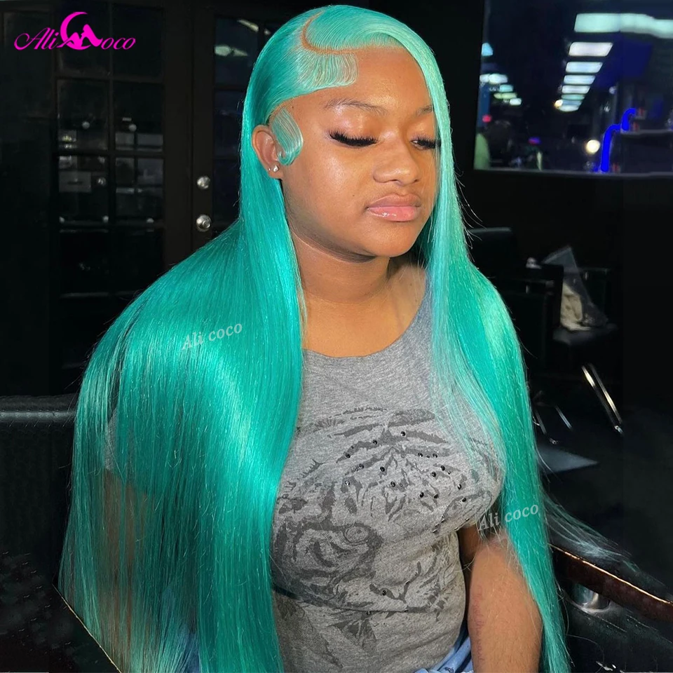 32-Inch-Mint-Green-613-Colored-13x6-Lace-Frontal-Wigs-For-Black-Women ...