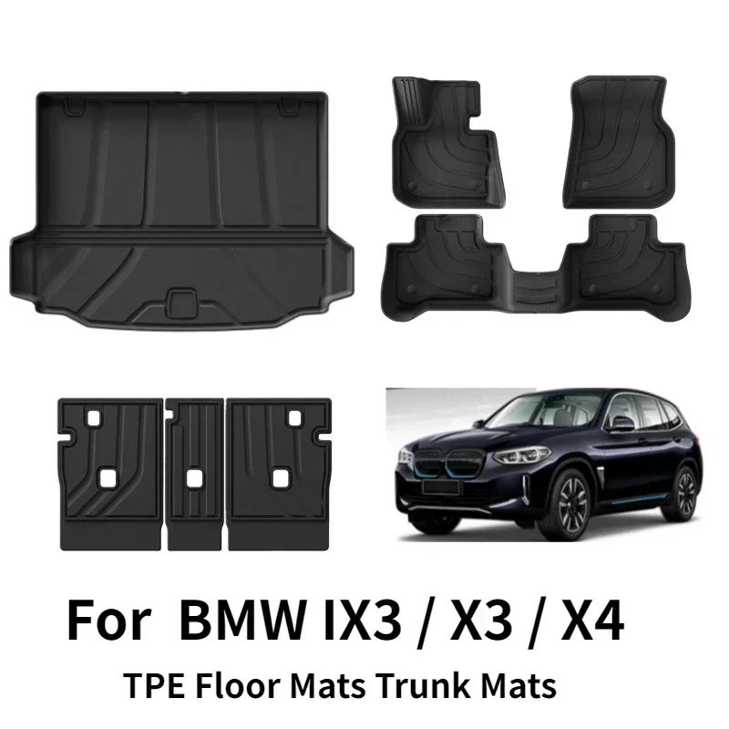 For BMW IX3 X3 X4 TPE Floor Mats Trunk Mats All Weather Front Rear ...
