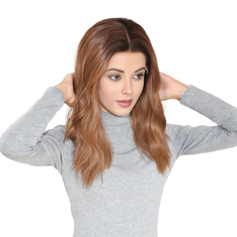 Wavy-Lace-Front-Top-Wig-Muffin-Shadow-Roots-Hand-Painted-Glueless-Human ...