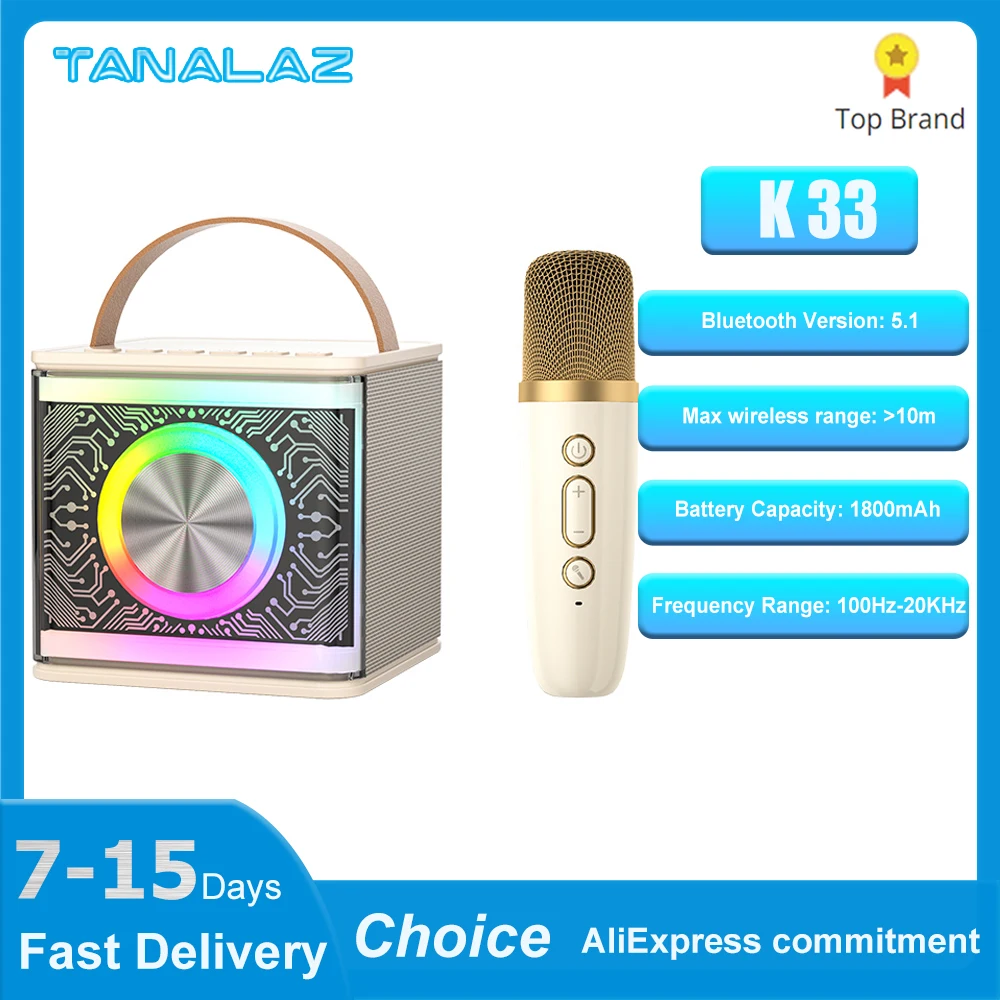 TANALAZ-K33-Portable-Karaoke-Machine-for-Adults-Kids-Bluetooth-Karaoke ...