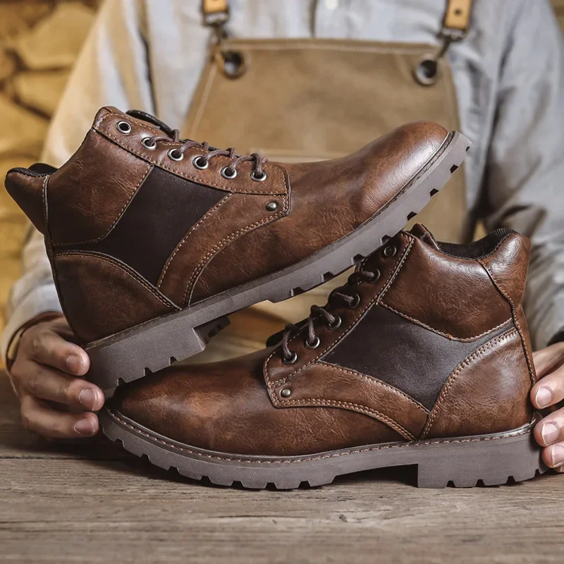 Martin-Men-s-Work-Boots-Short-British-Style-Fall-High-Top-Shoes-Vintage ...