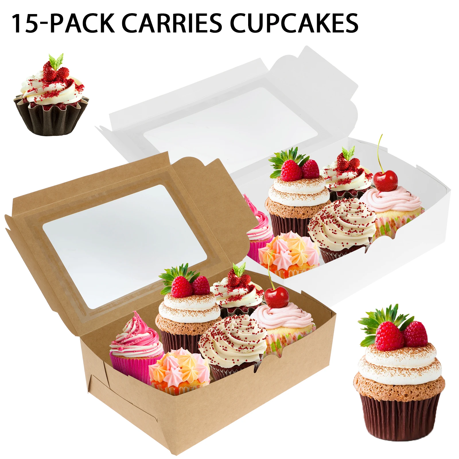 15Pcs-Paper-Cupcake-Boxes-Paper-Cupcake-Container-with-Clear-Window-6 ...
