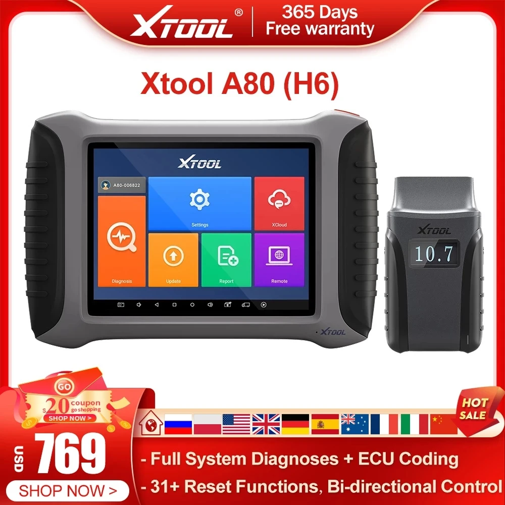 XTOOL A80 OBD2 Diagnostic Tool ECU Coding Bi-Directional Control 35 ...