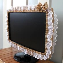 Lace Fabric Computer Frame Cover Monitor Screen Dust Cover With Elastic ...