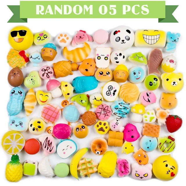 Random 5-60 Pcs Squishies Slow Rising Simulation Bread Squishy Stress ...