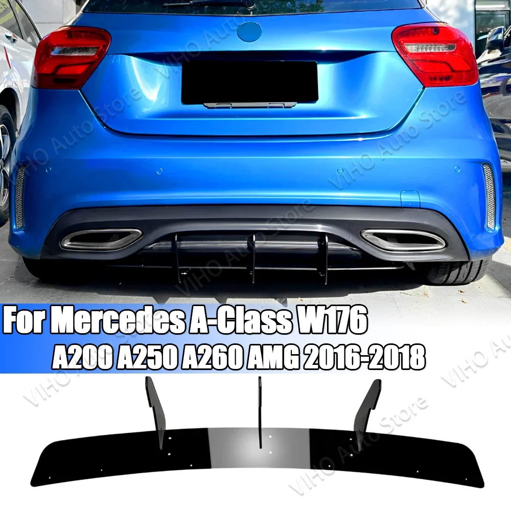 4 Fins Glossy Black Car Rear Bumper Diffuser Rear Side Splitters ...