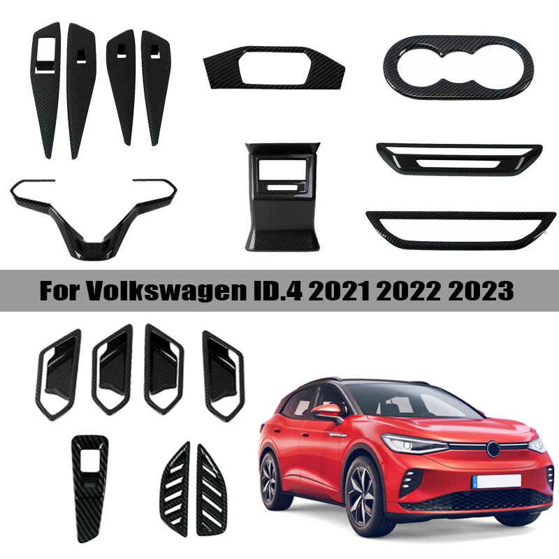 Car Door Handle Trim Panel Window Switch Button Frame Cover Carbon ...