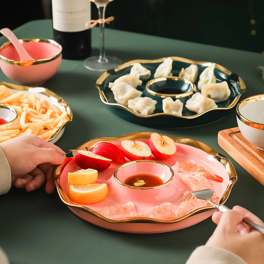 Creative-Dumpling-Plate-Ceramic-with-Small-Dish-10-Inches-Breakfast ...