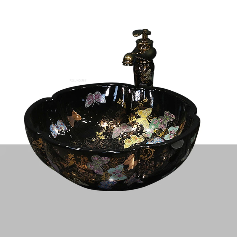 Designer-Hand-painted-Bathroom-Sinks-Special-shaped-Above-Counter-Basin ...