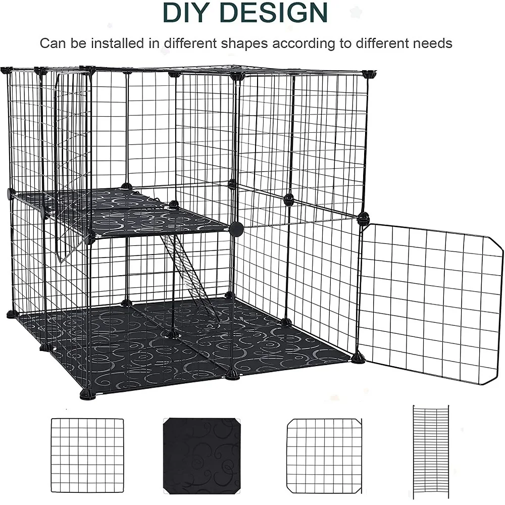 DIY Pet Playpen Wire Rabbit Cage for Kitten, Crate Cave Multi ...