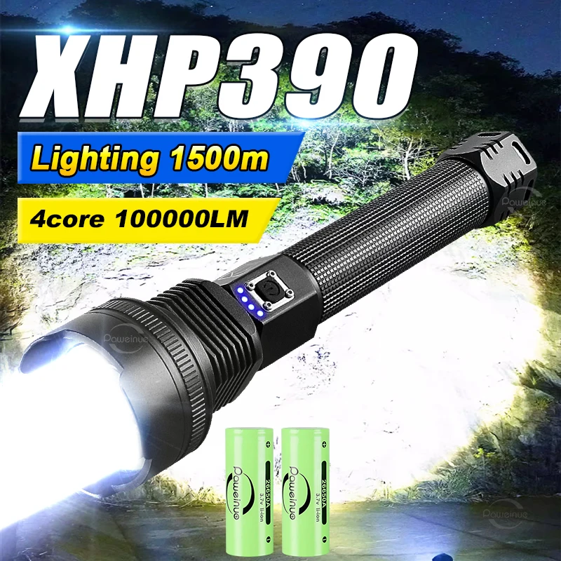 XHP390-High-Power-Led-Flashlights-100000LM-Rechargeable-Strong-Light ...