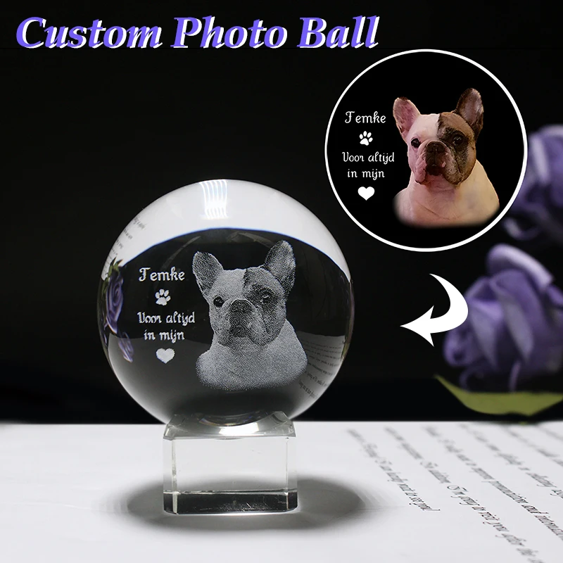 Photo Text Personalized Crystal Ball 2d Laser Engraving Pets Baby ...