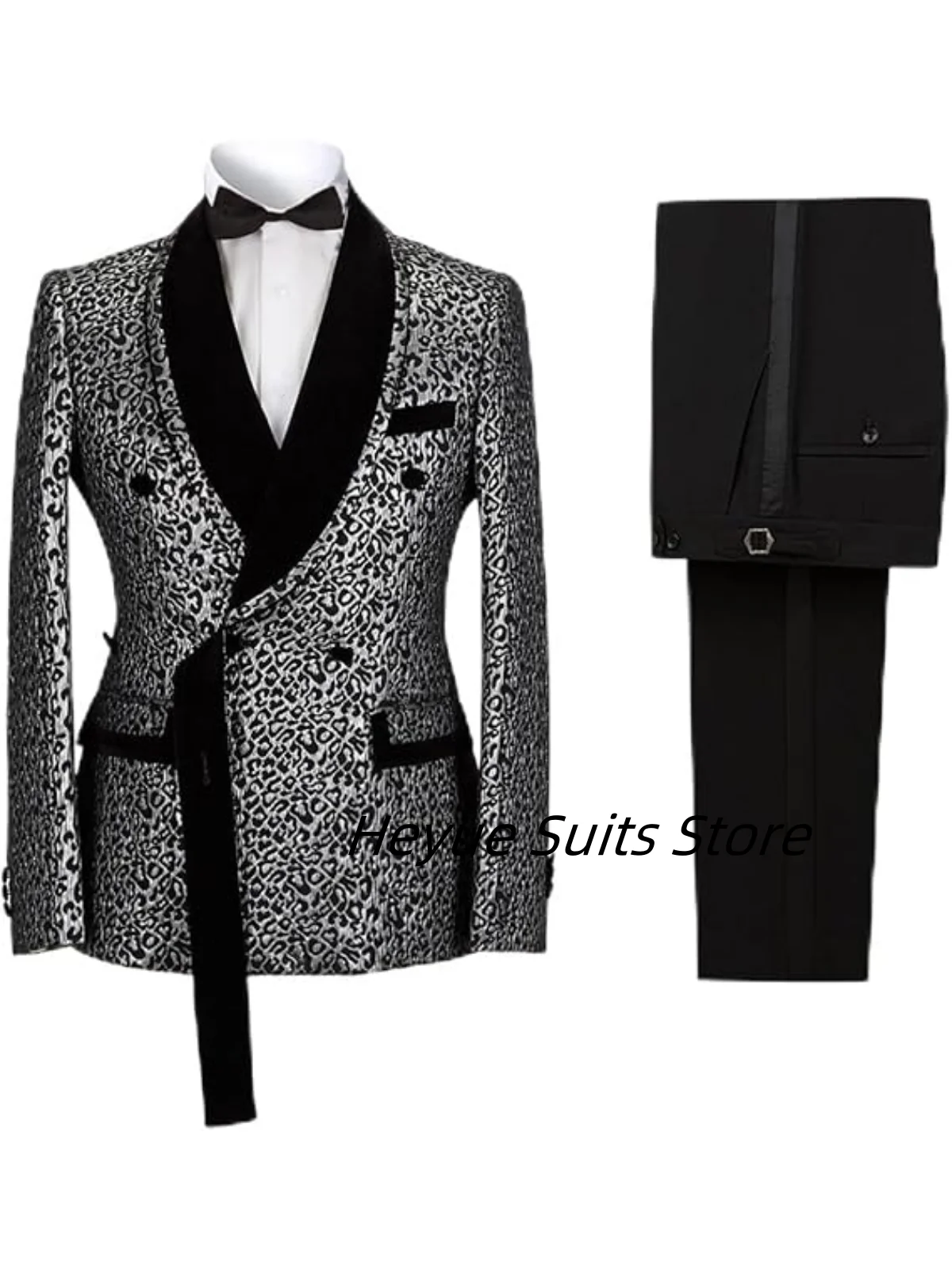 Classic leopard print Men Suits Slim Fit Lapel Customized Groom Party ...