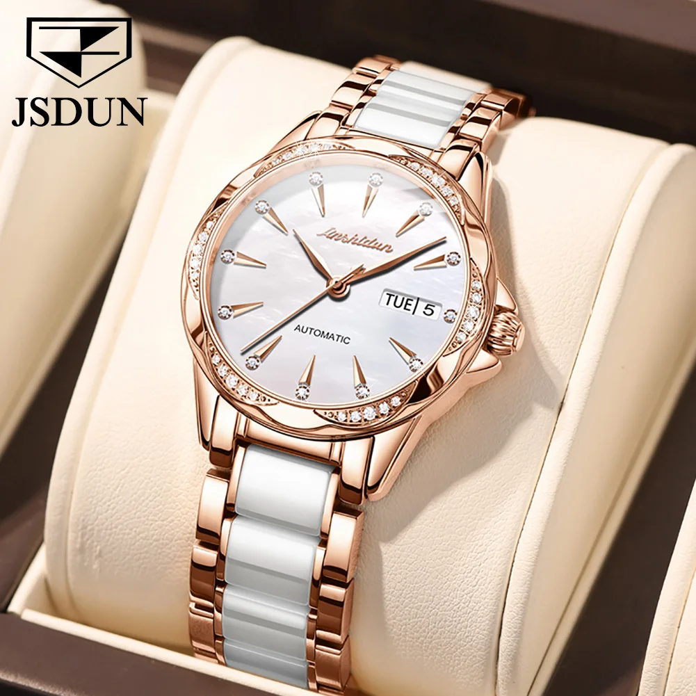 JSDUN Top Brand Luxury 50 meters waterproof Sapphire lens Mechanical ...