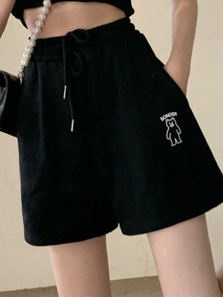 Drawstring Loose Soild Short Pant For Women Clothes Patchwork Fashion ...